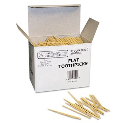 TOOTHPICKS, FLAT WOOD NATURAL 2500 / PK