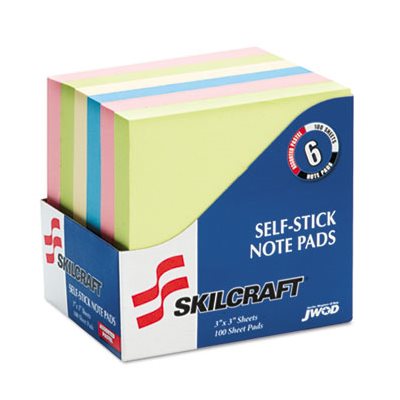 PAD, SELF-STICK, NOTE PADS, 3" X 3", UNRULED, ASSORTED, ABILITYONE