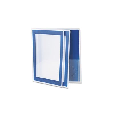 FOLDER, Flexi-View, Two-Pocket, Polypropylene, Translucent / Navy, 2 / Pk