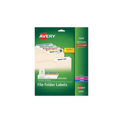 LABELS, Permanent, File Folder, w / TrueBlock, Inkjet / Laser, Assorted ...