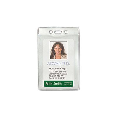 Badge Holder, ID, SECURITY, Vertical, 3.375"w x 4.25"h, Clear, 50 / Box
