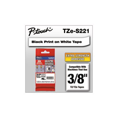 LABELING TAPE, TZe Extra-Strength Adhesive, Laminated, .375"w, Black on ...