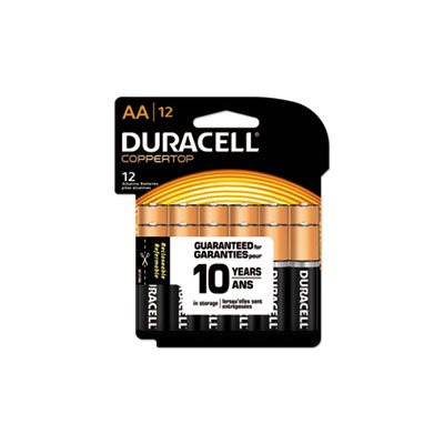 BATTERIES, AA, DURACELL CopperTop, Alkaline, w / Duralock Power Preserve Technology, 12 / PACK