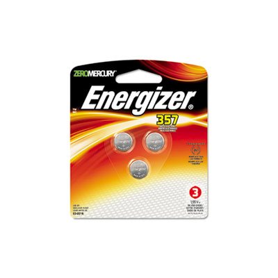 BATTERY, ENERGIZER, SILVER OXIDE BUTTON, 357, 1.5V, MercFree, 3 / PACK