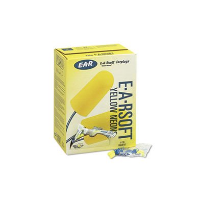 EARPLUGS, E·A·Rsoft, Yellow Neon, Soft Foam, Corded, Regular Size, 200 ...
