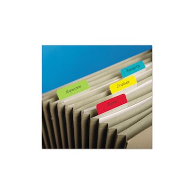 FILE TABS, POST-IT, Angled, 2" x 1.5", Solid, ASSORTED BRIGHT COLORS ...
