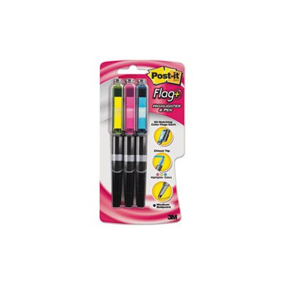 POST-IT, FLAG PEN, Highlighter, ASSORTED COLORS, White Graphic Barrel ...