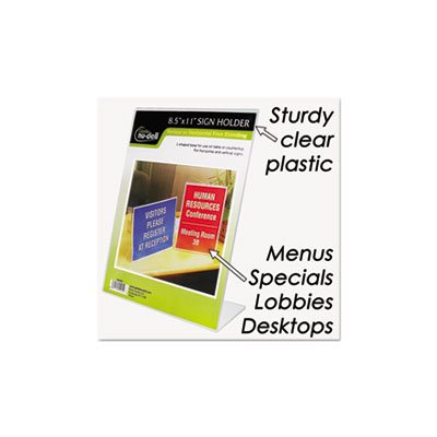 HOLDER, SIGN, Clear, Plastic, Stand-Up, Slanted, 8.5" x 11"