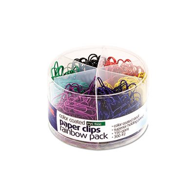 CLIPS, PLASTIC COATED, PAPER CLIPS, NO. 2 SIZE, ASSORTED COLORS, 45 / PACK