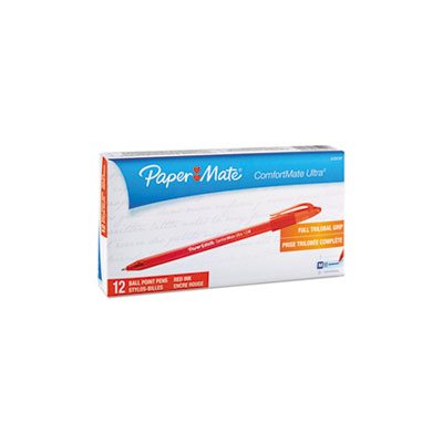 PEN, BALLPOINT, STICK, ComfortMate, Red Ink, Medium, Dozen