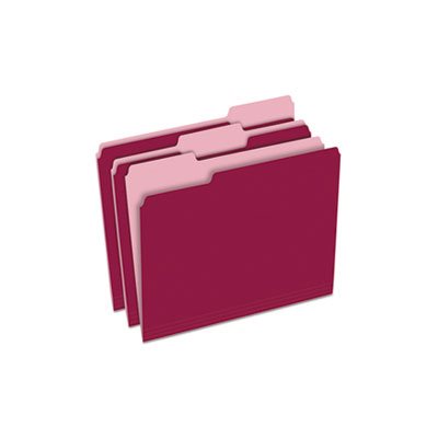 FILE FOLDER, Colored, 1 / 3 Cut Top Tab, Letter, Burgundy / Light ...