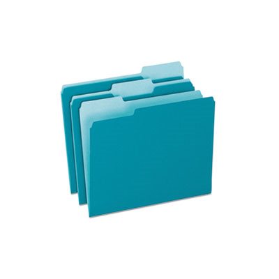 FILE FOLDER, Colored, 1 / 3 Cut Top Tab, Letter, Teal / Light Teal, 100 ...