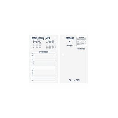 REFILL, DAYMAX TYPE II CALENDAR, 6 X 3.5, WHT / BLU, 2024