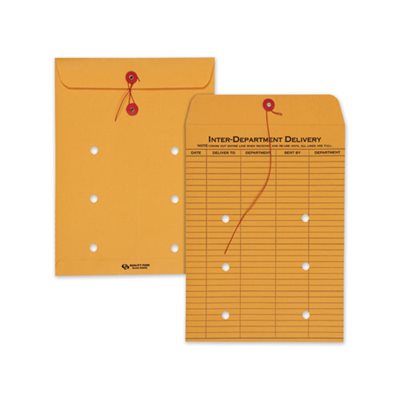 Brown Kraft String & Button Interoffice Envelope, 9 x 12, 100 / Carton