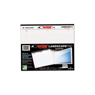 WIDE Landscape Format Writing Pad, College Ruled, 11 x 9 1 / 2, White ...
