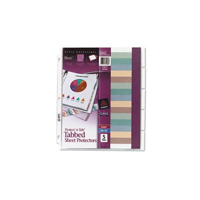 SHEET PROTECTORS, Protect 'n Tab, Top-Load, Clear, w / Five Tabs, Letter