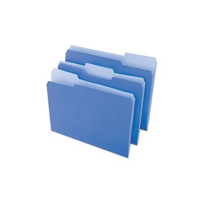 File Folders, 1 / 3 Cut One-Ply Top Tab, Letter, Blue / Light Blue, 100 ...