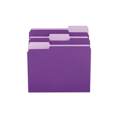 File Folders, 1 / 3 Cut One-Ply Top Tab, Letter, Violet / Light Violet ...